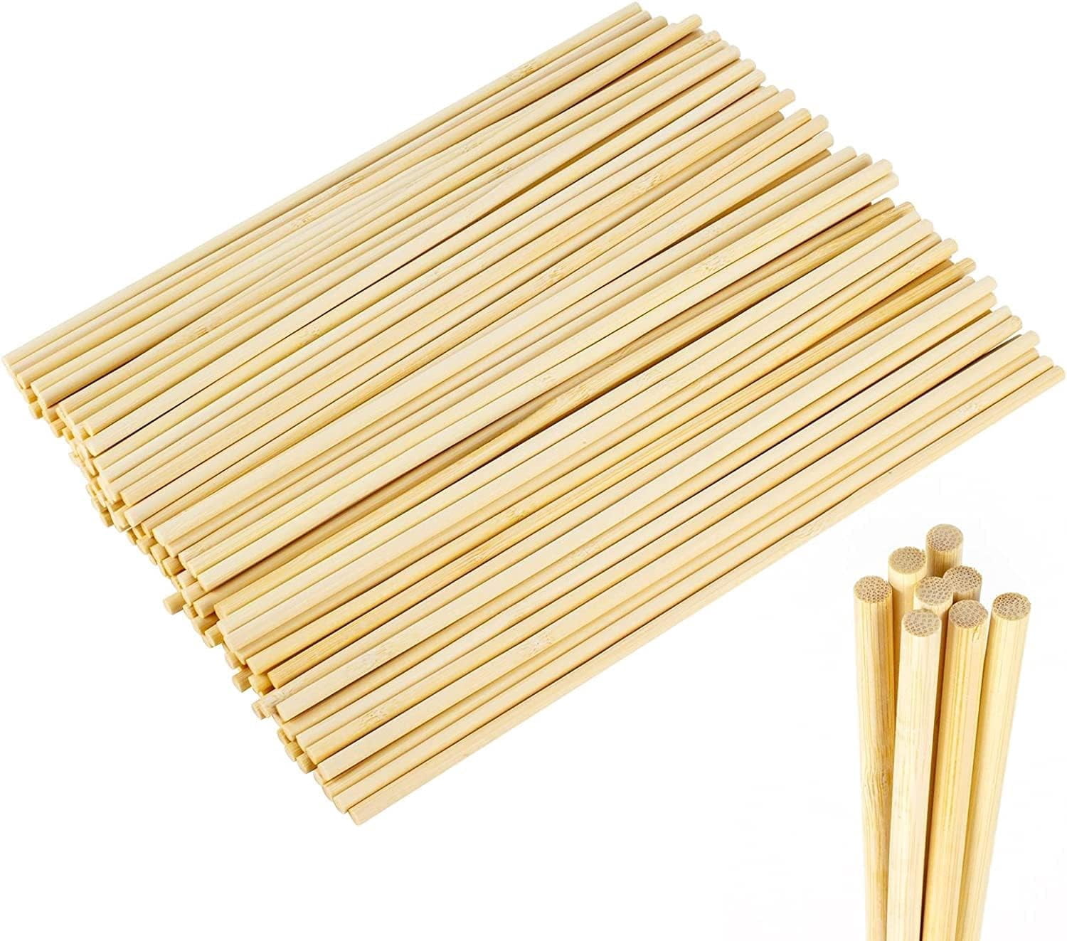 100 PCS Wooden Dowel Rods, 6mm Diameter Round Bamboo Wood Dowel Rods ...