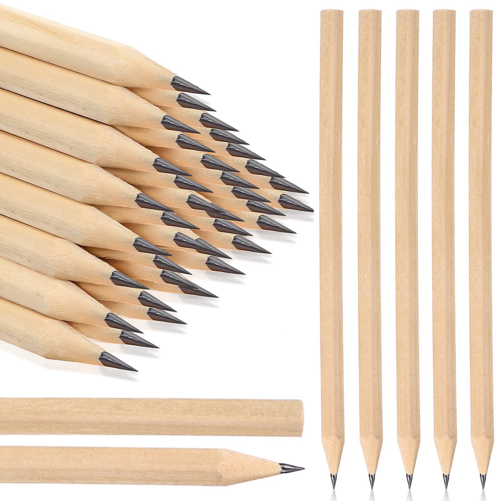 100 PCS Wooden Pencils Bulk No Eraser Hexagonal Unsharpened Natural ...