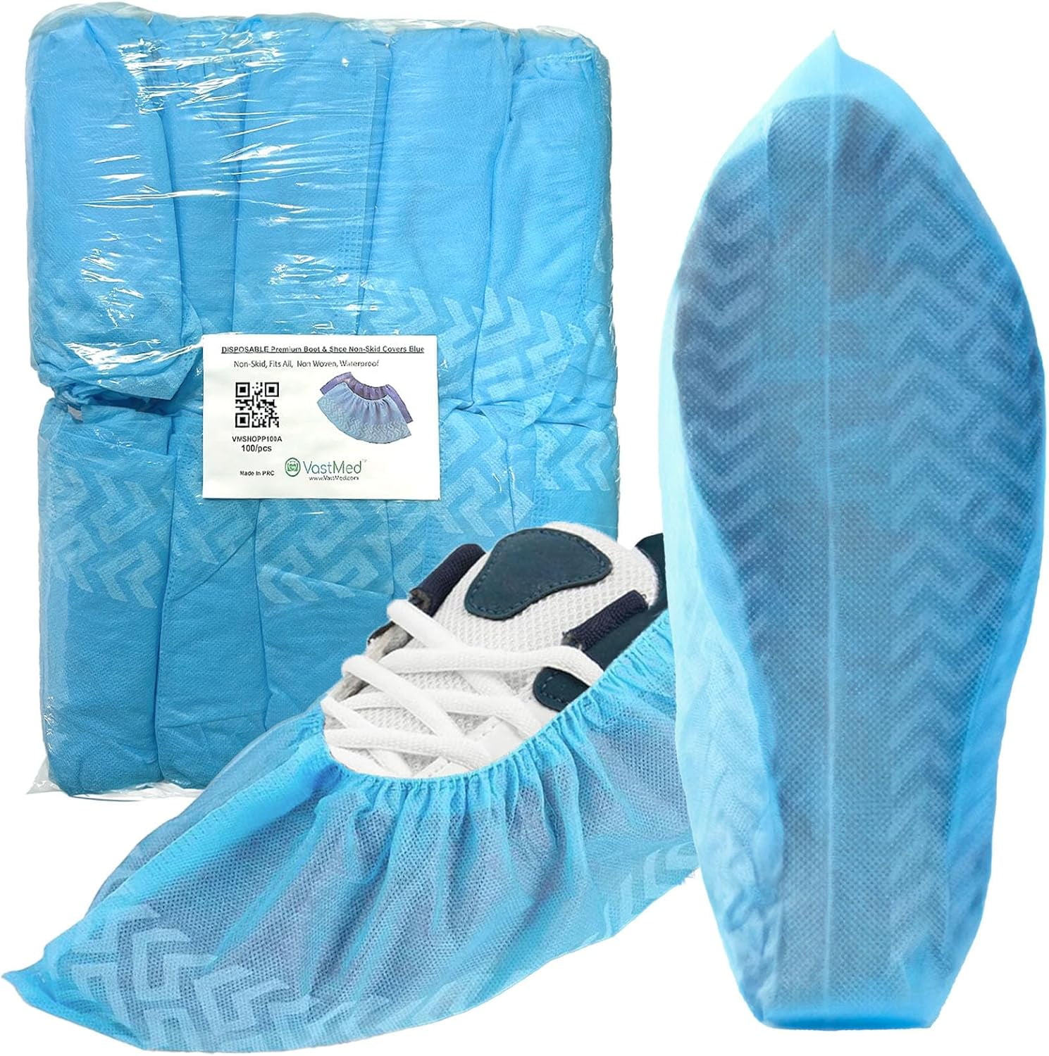 100 PCs (50Pairs) Disposable Non-Woven PP Shoe Covers by VASTMED – 100% ...