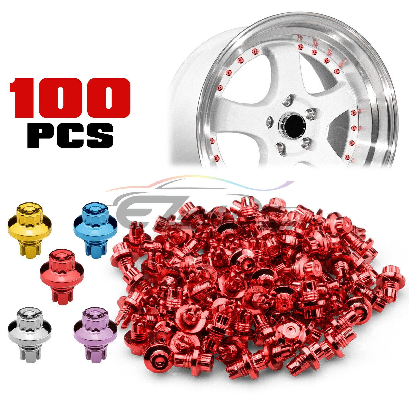 100 PCs Flat Wheel Rivets For Wheels / Rims JDM Lip PC-WRL02 - Walmart.com