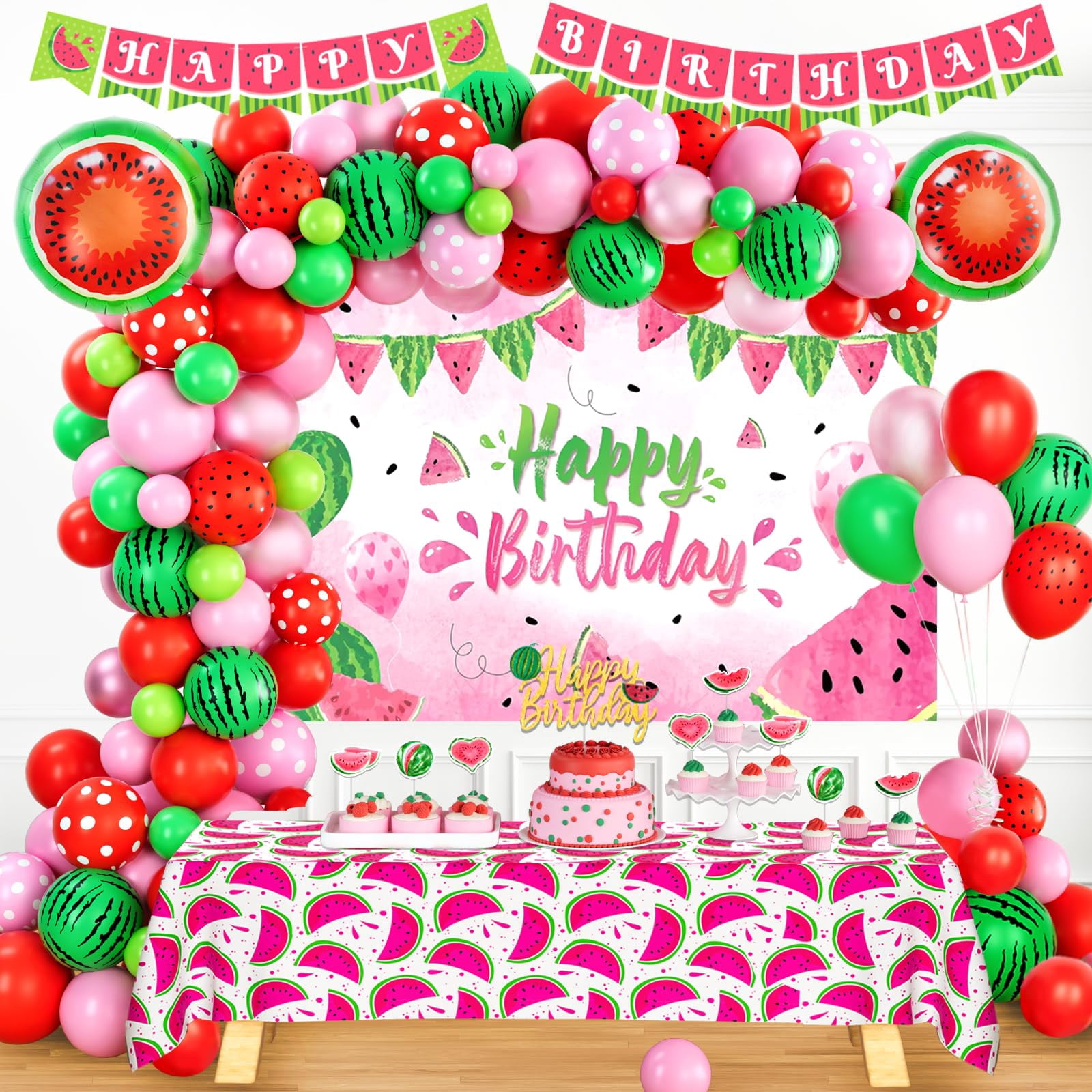 100 PCs Watermelon Party AIF4 Decorations, Hombae Watermelon Birthday ...