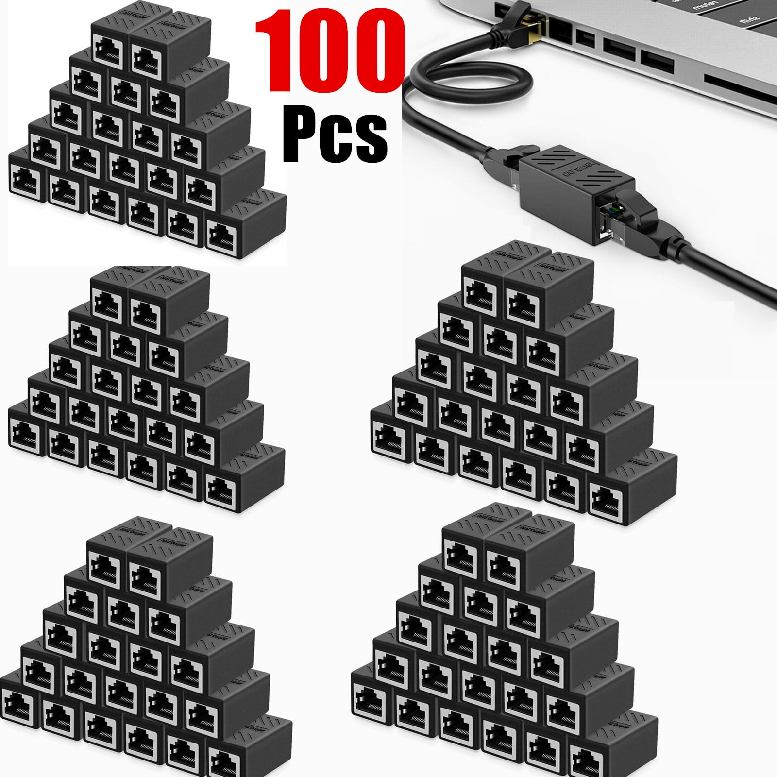 100 PEICES RJ45 Inline Extender Coupler Cat6 Ethernet Network Cable ...