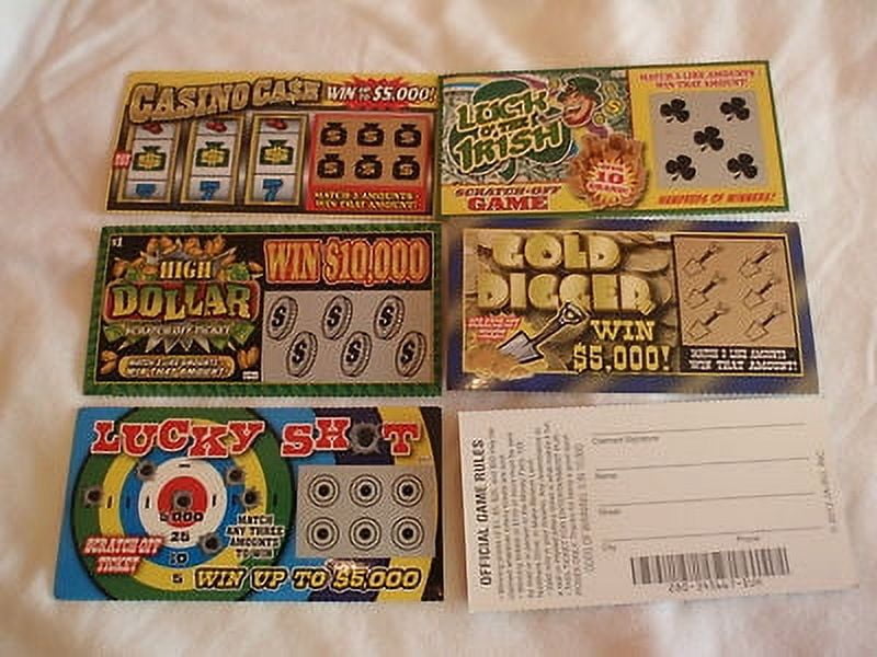 100 PHONY FAKE ALL WINNING SCRATCH OFF LOTTERY TICKETS JOKE GAG PRANK ...