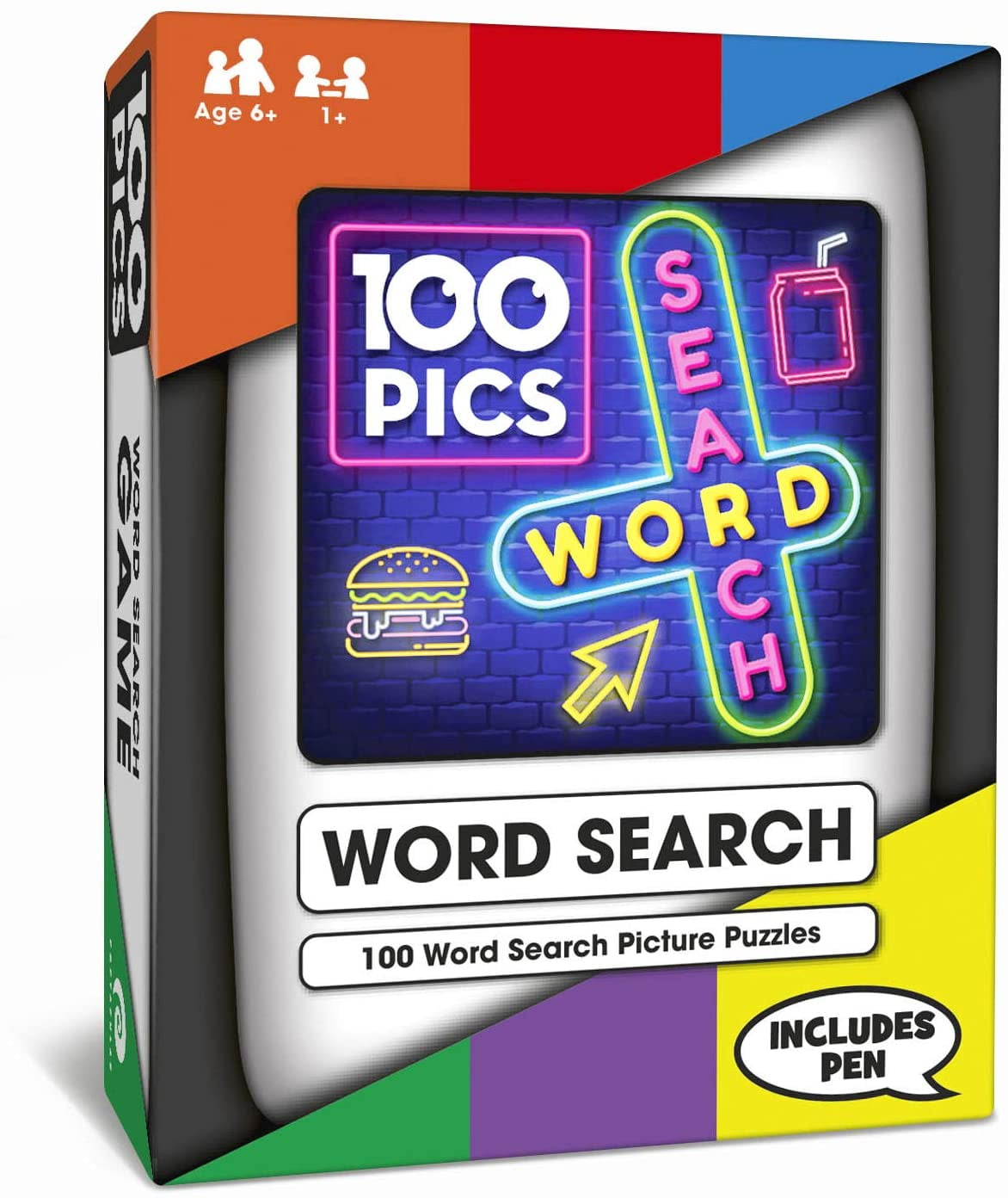 100 PICS Memory-Boosting Pocket Word Search Game with Reusable Wipe ...