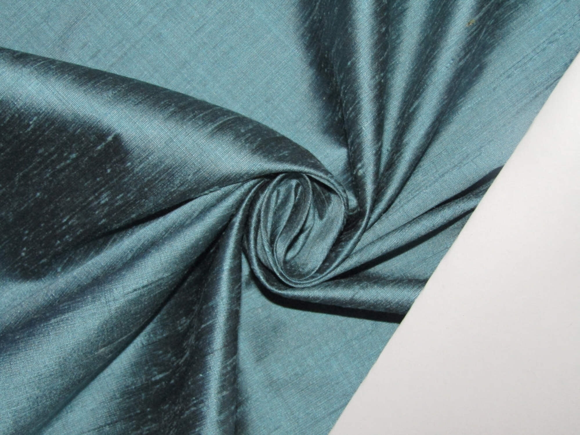 100% PURE SILK DUPIONI FABRIC SLATE BLUE 44" wide WITH SLUBS MM45[3 ...