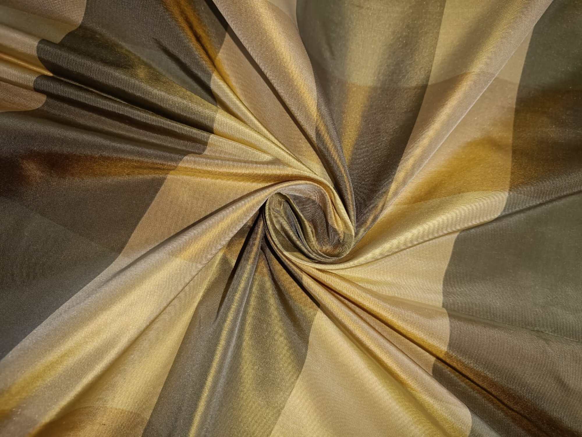 100% PURE SILK TAFFETA FABRIC GREEN GOLD CREAM COLOR PLAIDS 54" wide TAFC12 - Walmart.com