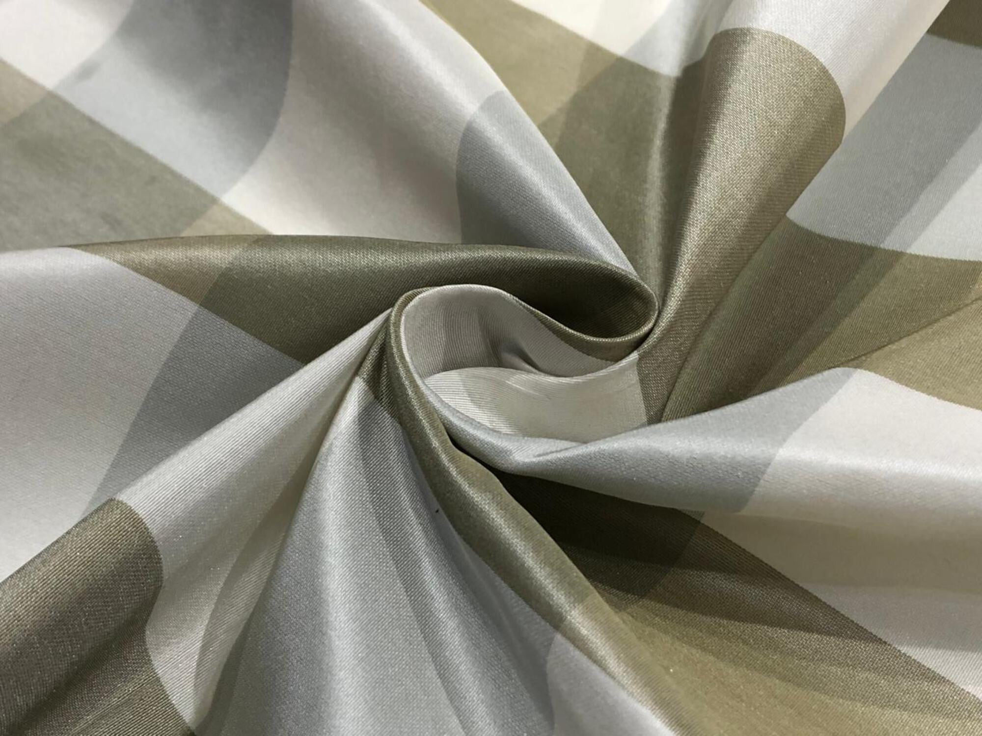 100% PURE SILK TAFFETA FABRIC PLAIDS ECRU / SILVER AND IVORY 54"wide TAFNEWC8roll - Walmart.com