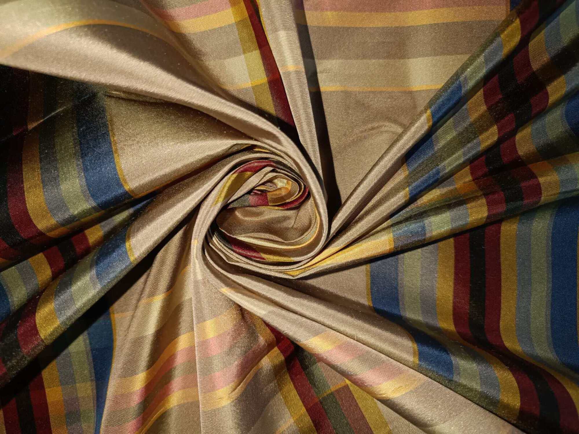 100% PURE SILK TAFFETA FABRIC PLAIDS FAWN,BLUE.BURGUNDY,MUSTARD PLAIDS ...