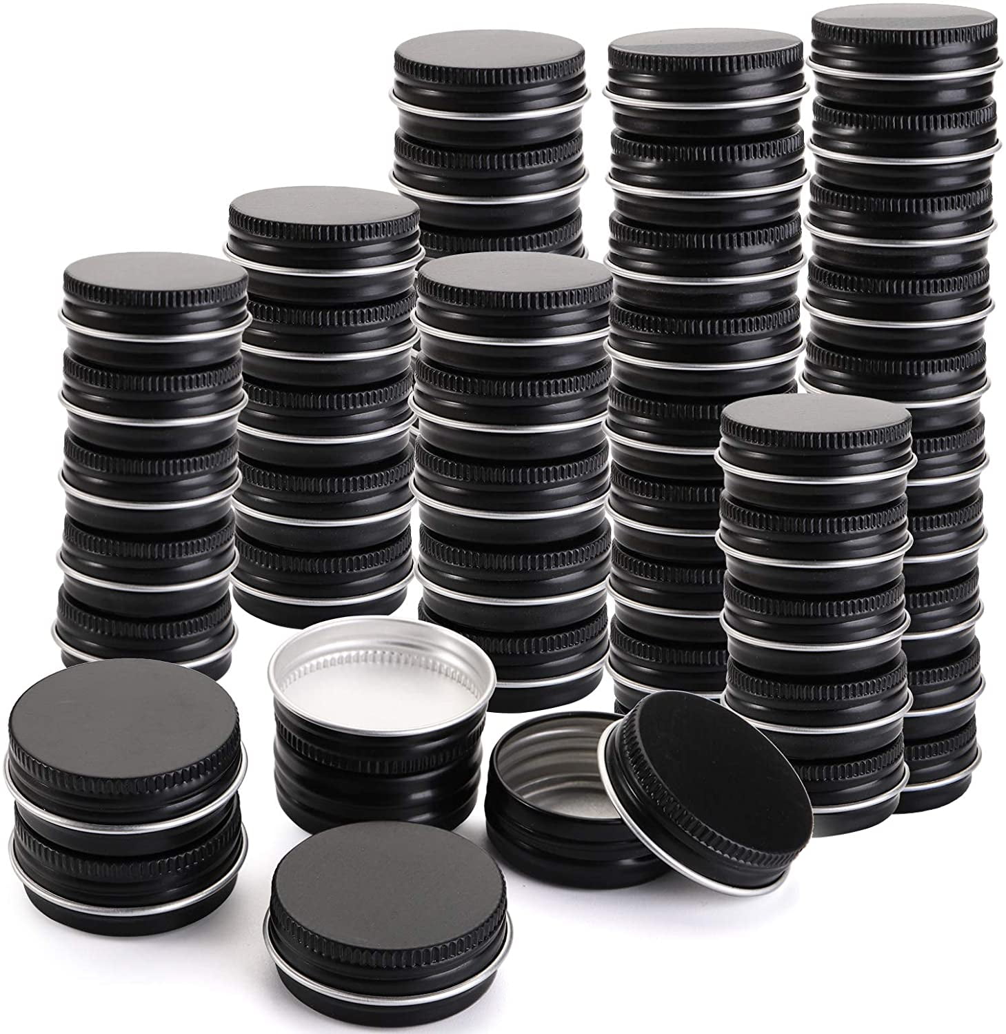 100 Pack 0.5 oz Mini Aluminum Round Lip Balm Tin Containers with Screw ...