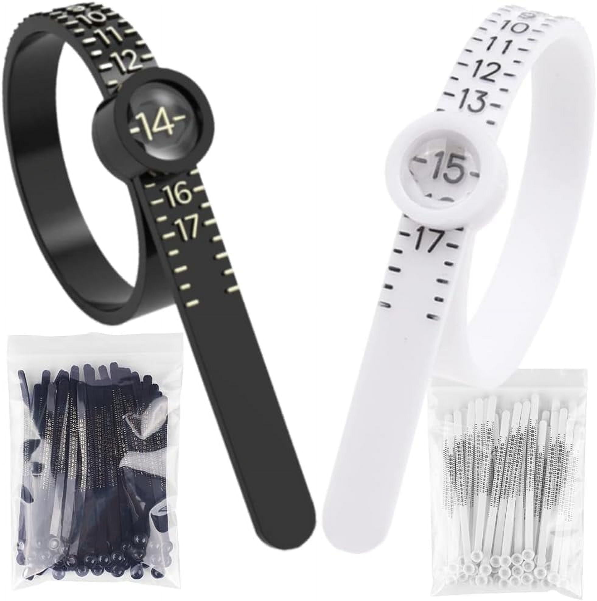 100 Pack 1-17 US Ring Sizer Measuring Set Reusable Finger Size Gauge ...