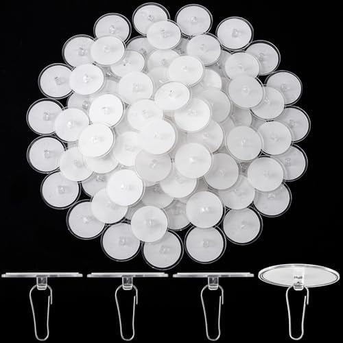 100 Pack 1.18in Transparent Self-Adhesive Ceiling Hooks - No-Drill ...