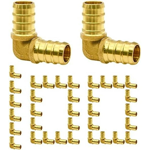100 Pack 1/2" PEX Fittings, Brass PEX Elbow Fittings for PEX Tubing ...