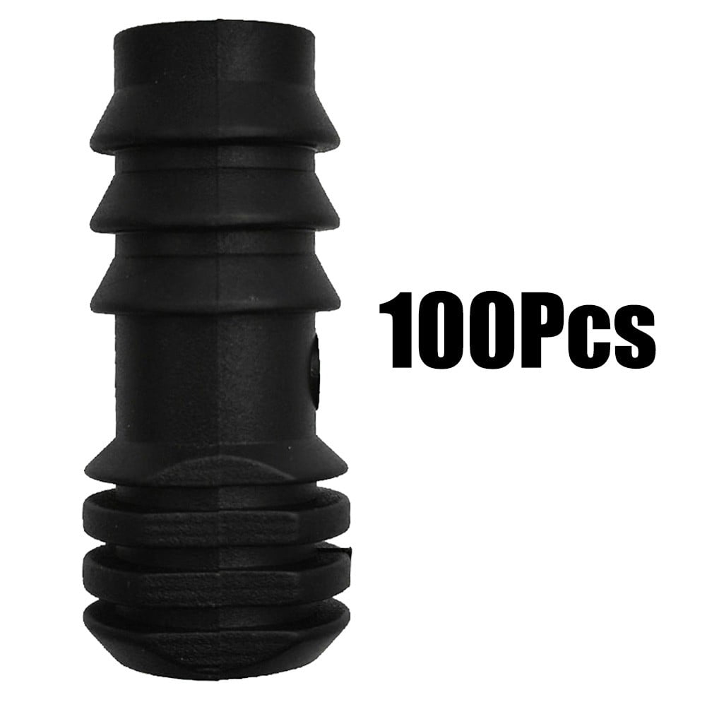 100-Pack 1/2 Inch Drip Irrigation End Cap Fittings Black Plastic ...