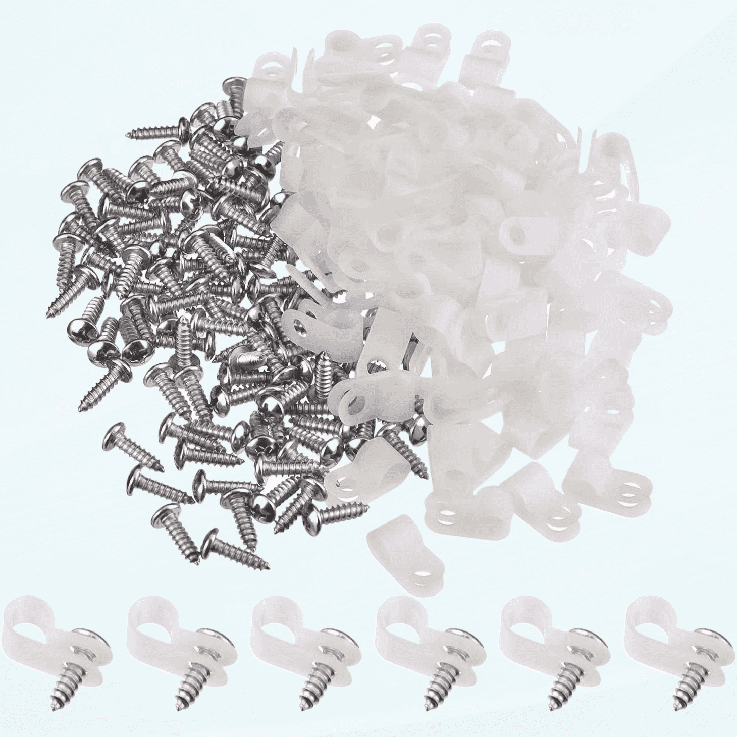 100 Pack 1/4 Inch R-type Clip Cable Fastener Wire Clamp Nylon Screw ...