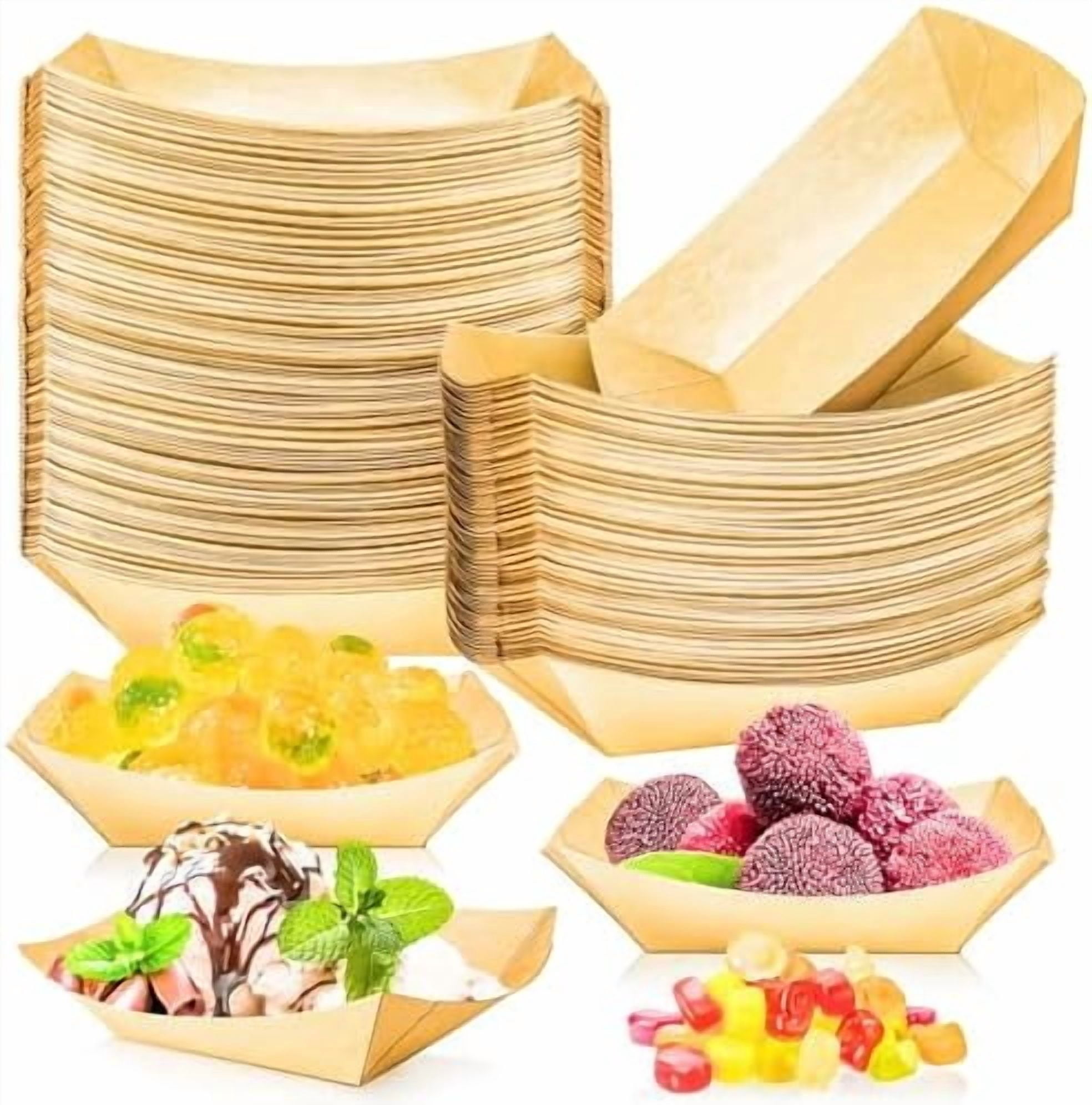 100 Pack 1/4Lb Paper Food Boat Trays Disposable Small Paper Boats ...