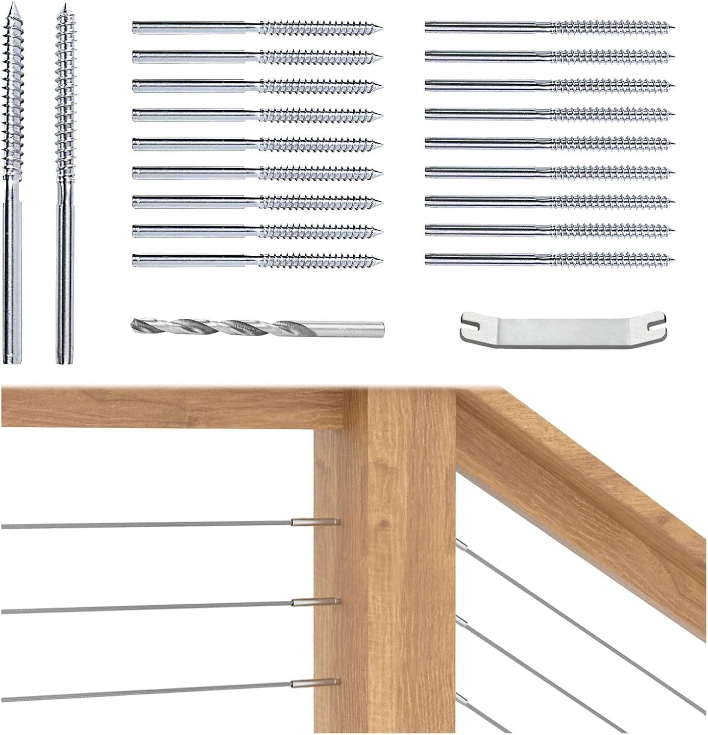 100 Pack 1/8" Cable Railing Hardware Kit Swage Lag Screws Left and ...