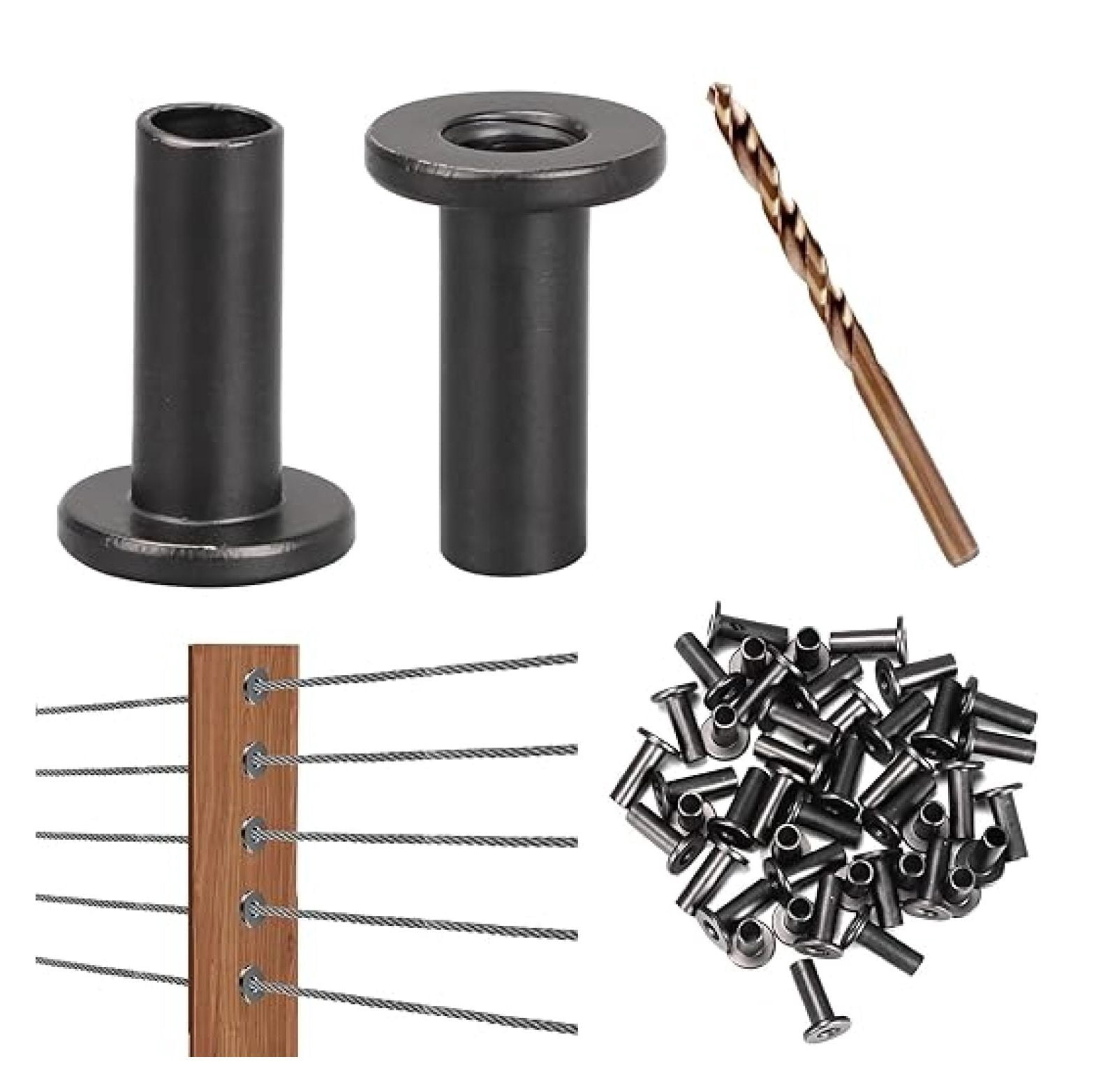100 Pack 1/8" Cable Railing Protector Sleeves T316 Stainless Steel ...