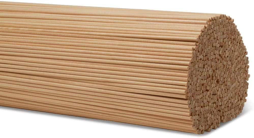 100 Pack 1/8" x 8" Dowels Skinny Natural Wood Science Projects Food ...