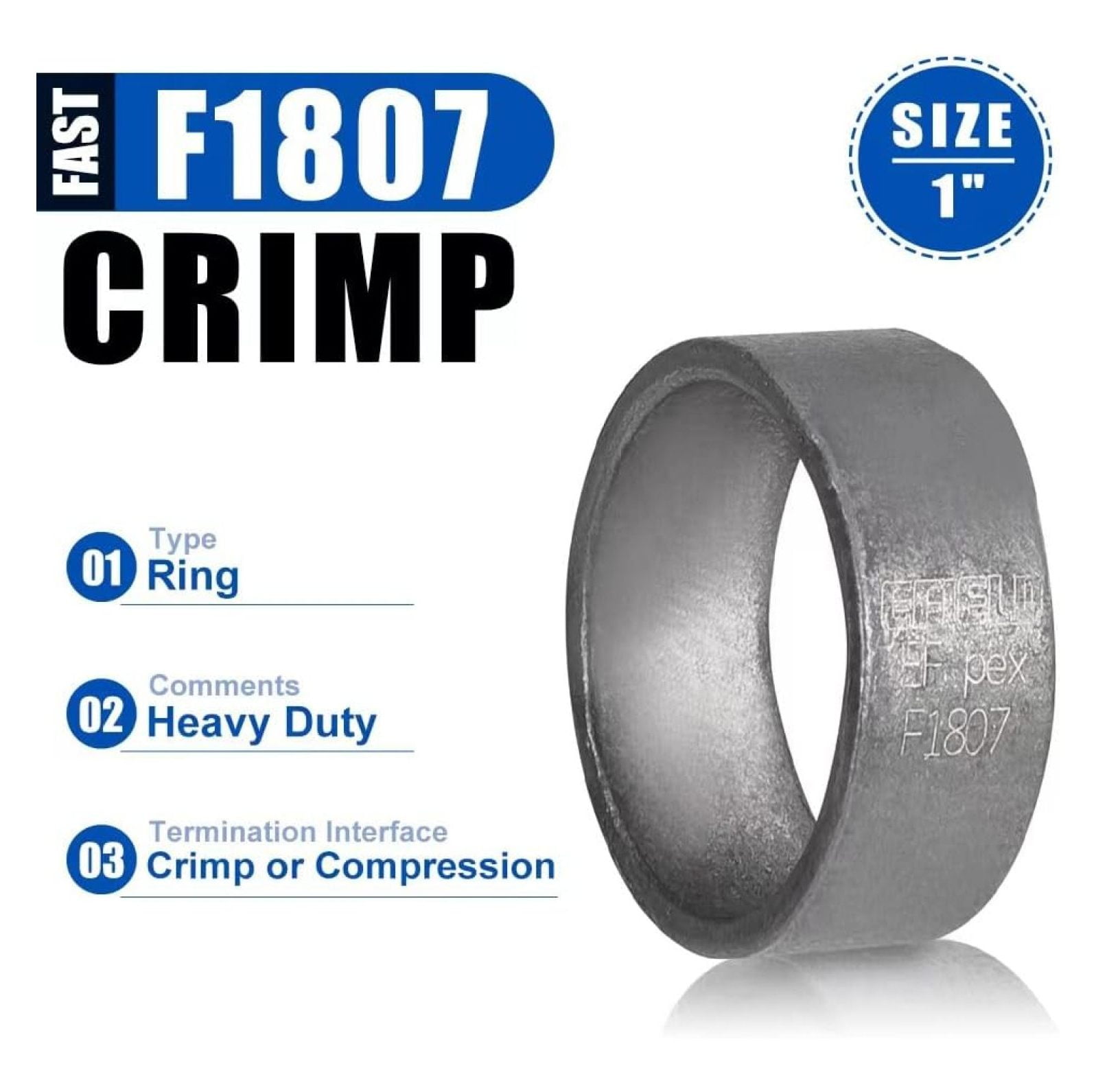 100-Pack 1-inch Pex Copper Crimp Rings For Pex Pipe Connection,Black ...