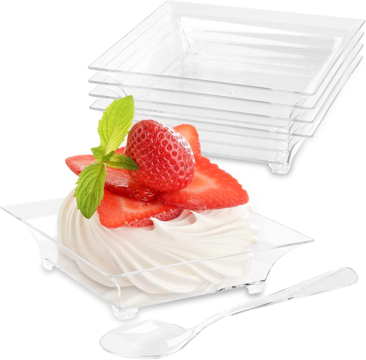 PHYSUN-100 Pack 1 oz Small Dessert Plates for Appetizers - Mini Plastic ...