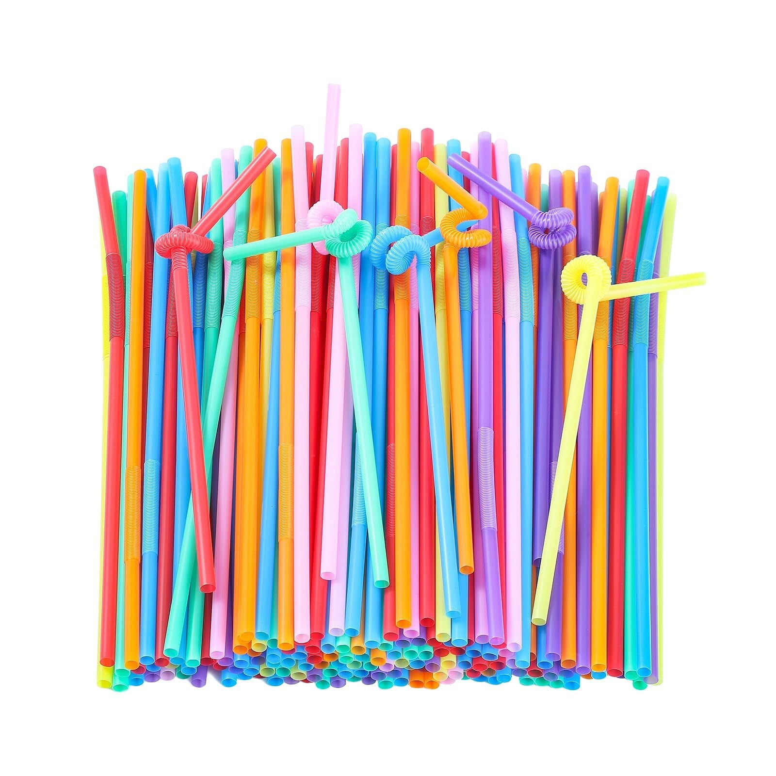 [100 Pack] 10.24" High Extra Long Flexible Plastic Straws, Disposable ...