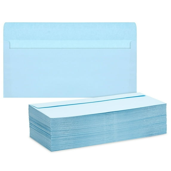 Walmart #10 Light Blue Self-Seal Envelopes, Regular Size, 100 Pack for ...
