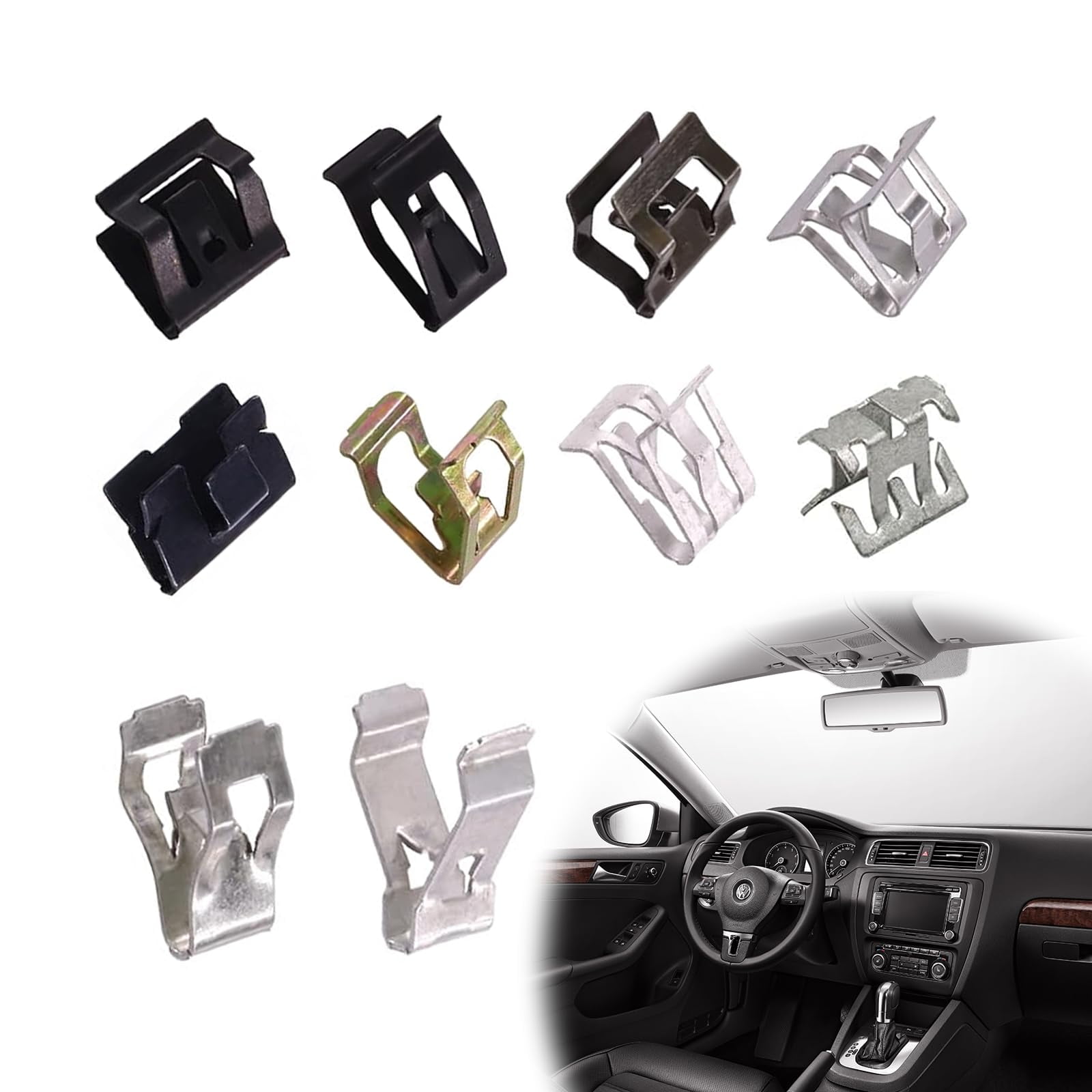 100 Pack 10 Sizes DHF10 Metal Spring Clips and Fasteners, Auto Body ...