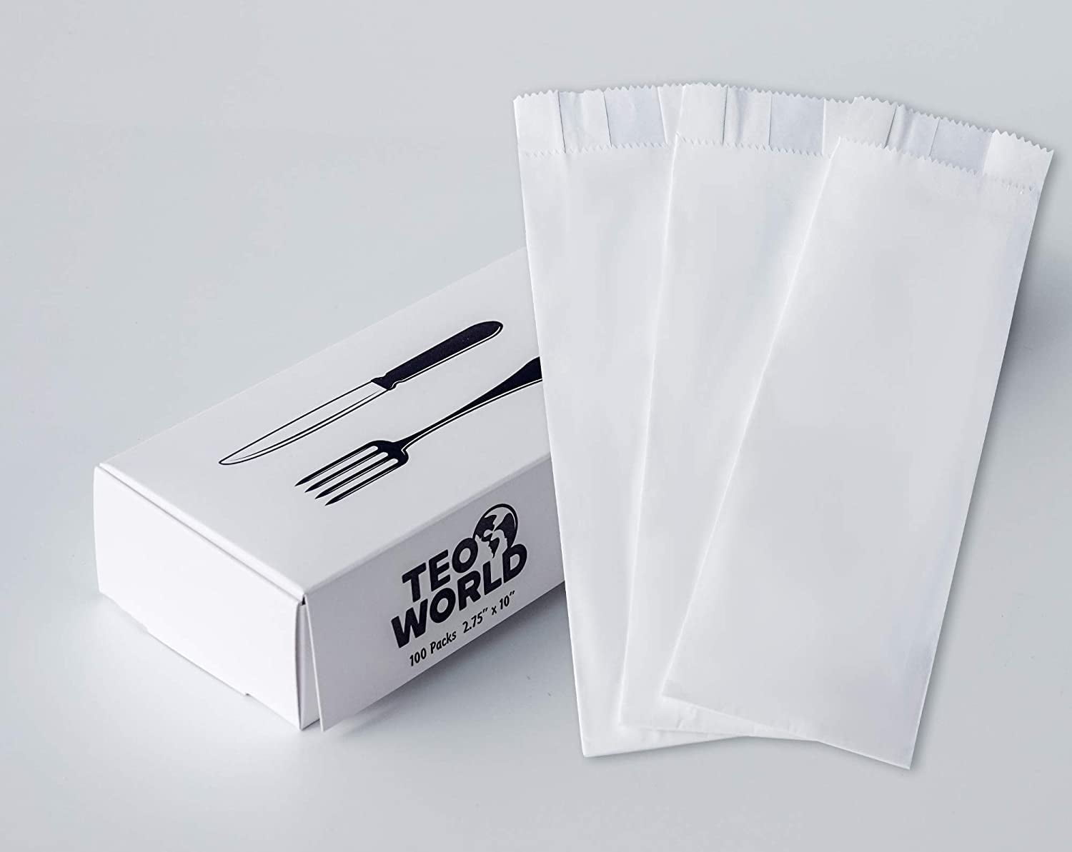 100 Pack 100% White Kraft Paper , 2.75 x 10 inches White Plain Bag ...