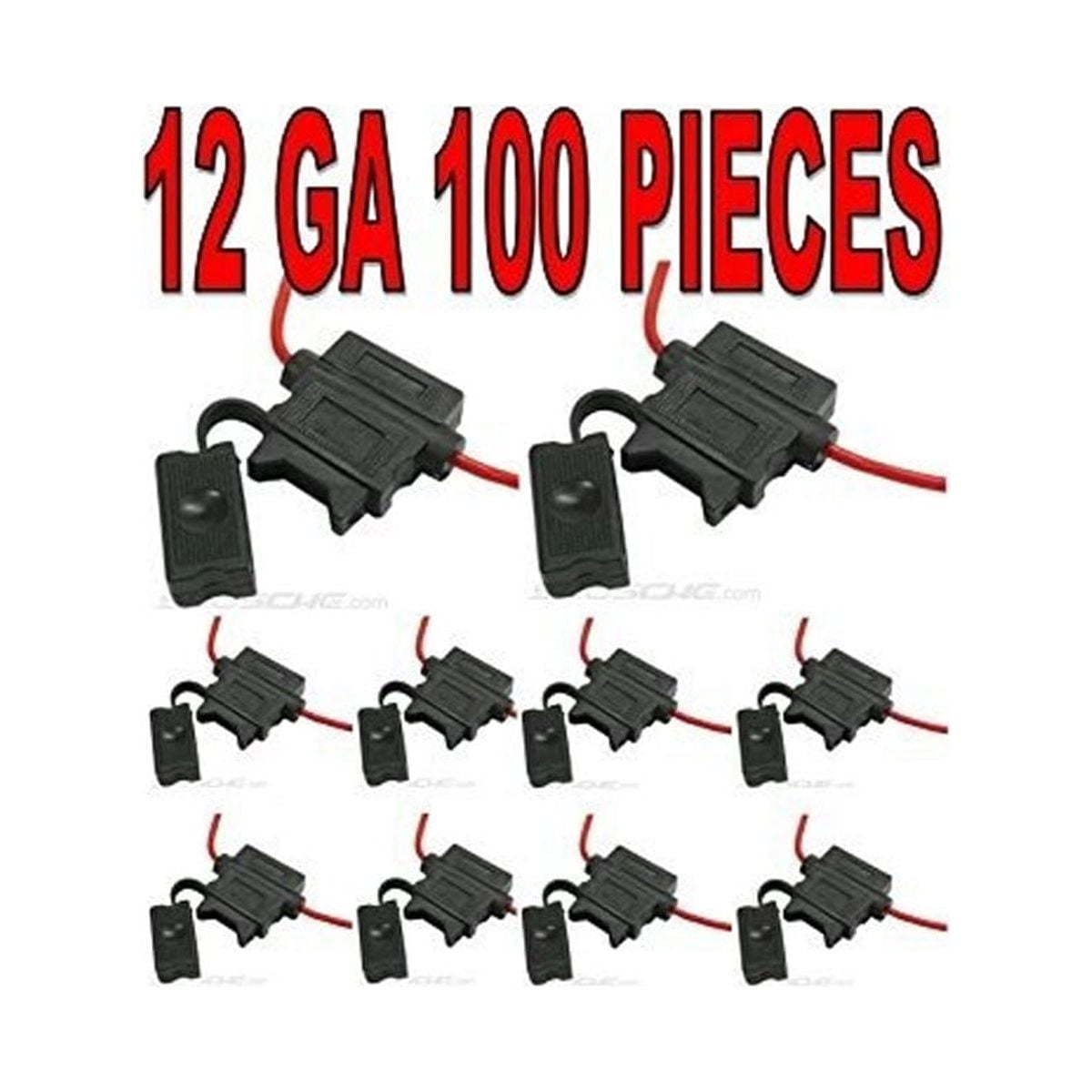 100 Pack 12 Gauge ATC Blade Heavy Duty Fuse Holder Car Audio 12 Volt ...