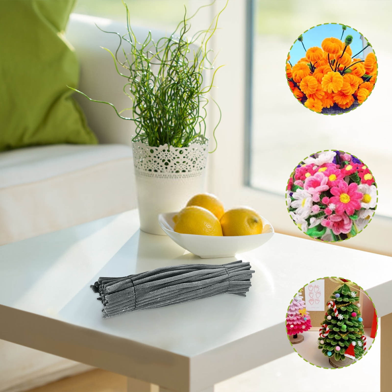 100-Pack 12-Inch Colorful Chenille Stems - Soft & Bendable Pipe ...