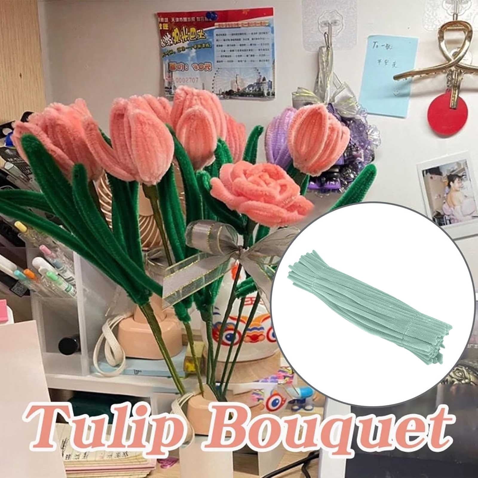 100-Pack 12-Inch Fluffy Chenille Stems for DIY Crafting, Bendable Fuzzy ...