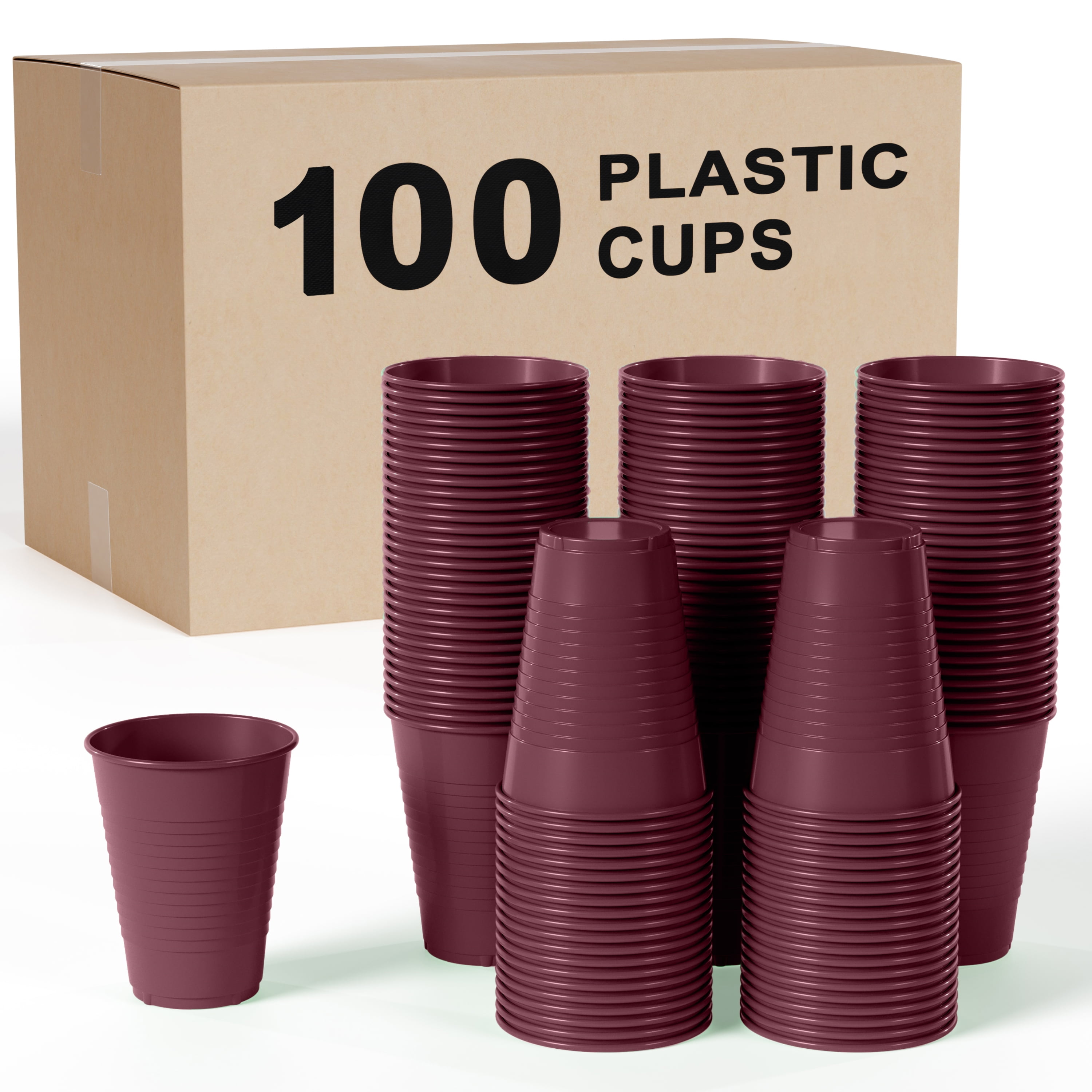 100-Pack 12 Oz Burgundy Disposable Plastic Cups - Durable and Stylish ...