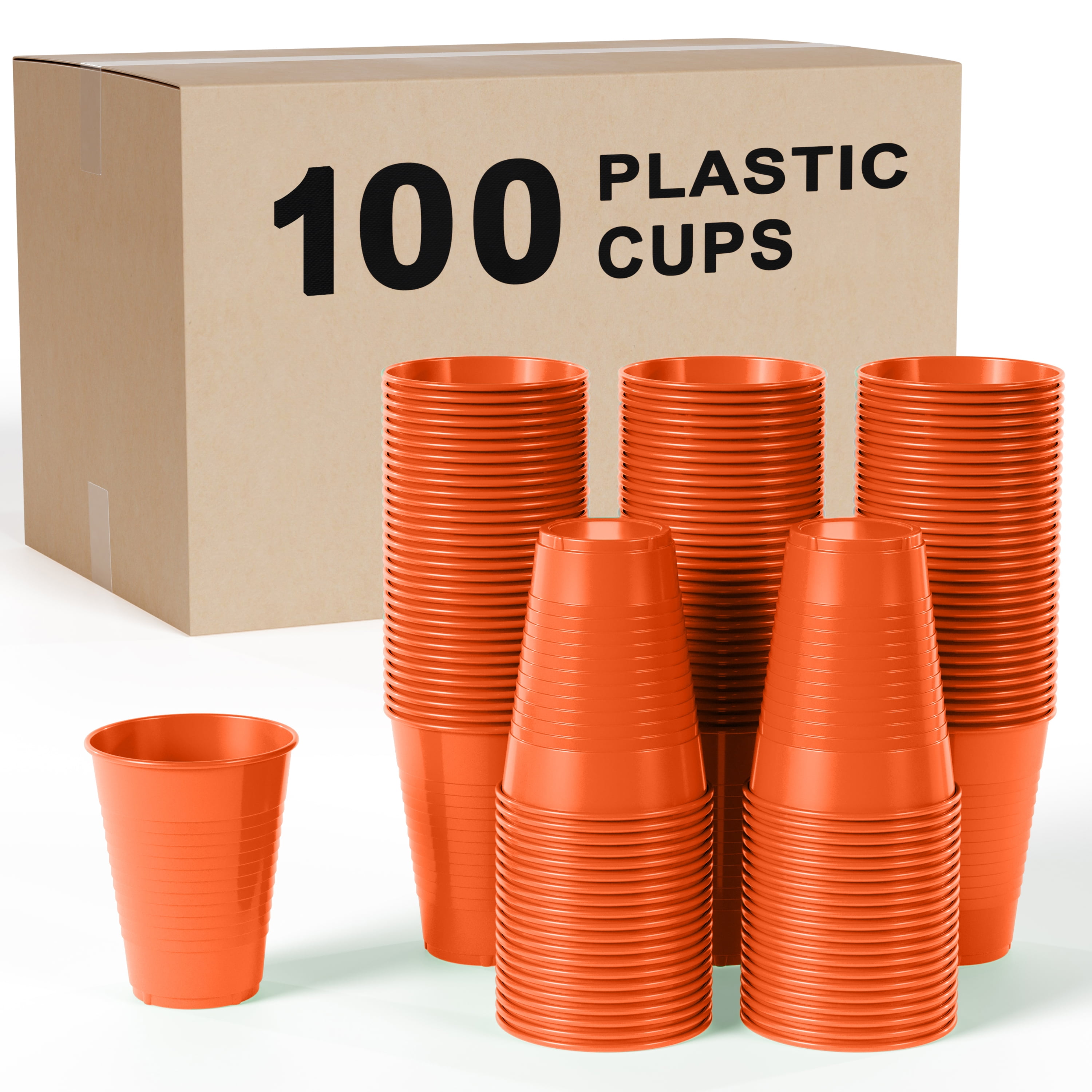100-Pack 12 Oz Orange Disposable Plastic Cups - Durable and Stylish ...