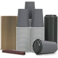 100 Pack - 12 oz Disposable Coffee Cups To Go with Lids Sleeves and ...