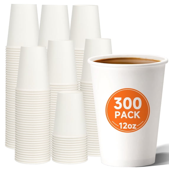 100 Pack 12 oz Disposable Coffee Cups with Lids and Sleeves, Leak-Proof ...