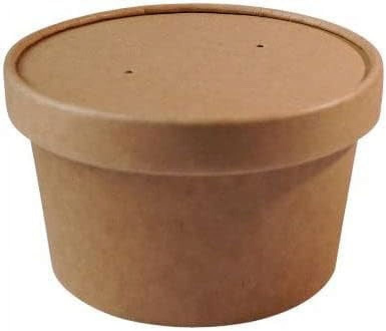 [100 Pack] 12 oz Disposable Kraft Paper Soup Containers with Vented ...