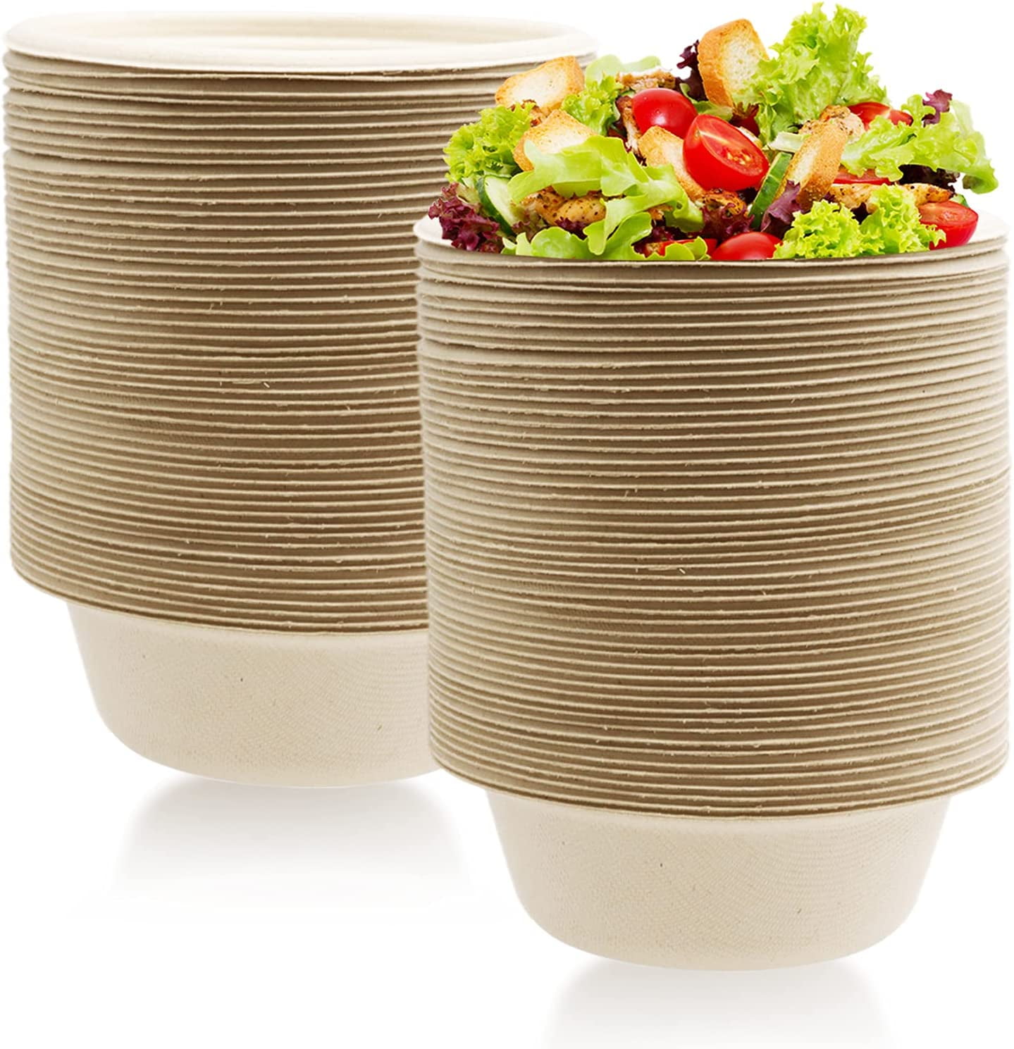 100 Pack 12 oz Disposable Paper Bowls, Heavy Duty Compostable, Eco ...