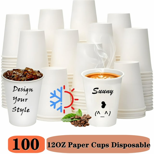 100 Packs 12 oz Disposable Cups, Reusable Coffee Cups To Go Cups Leak ...