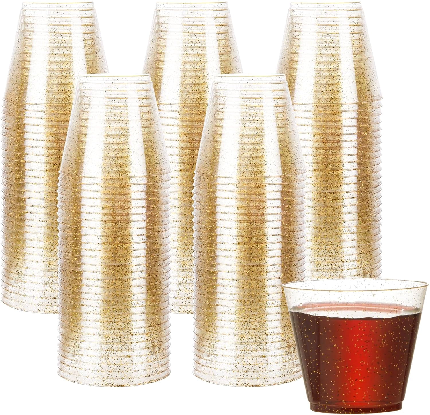 100 Pack 12 oz Gold Glitter Cups, Gold Glitter Disposable Cups, Gold ...