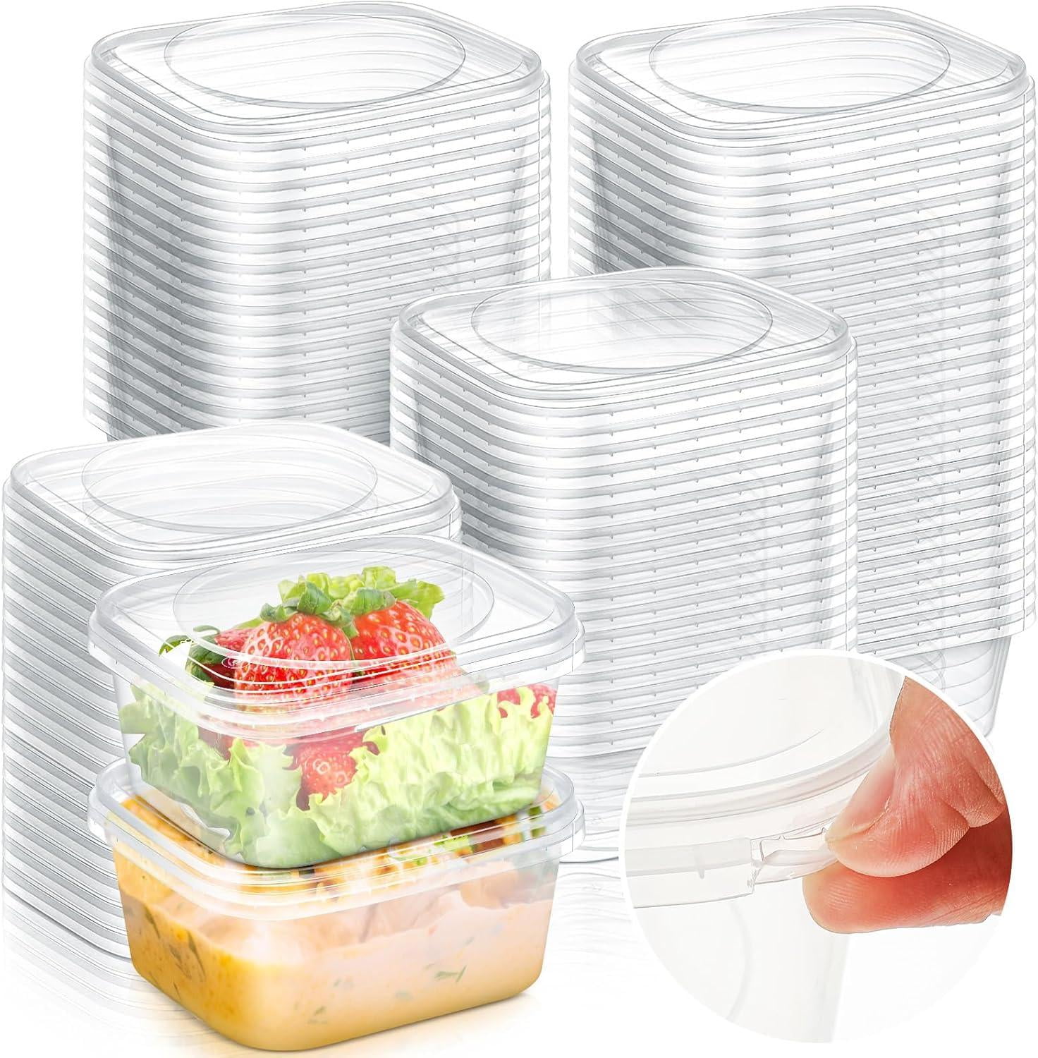 100 Pack 12 oz Tamper Proof Containers with Lid Square Deli Plastic ...