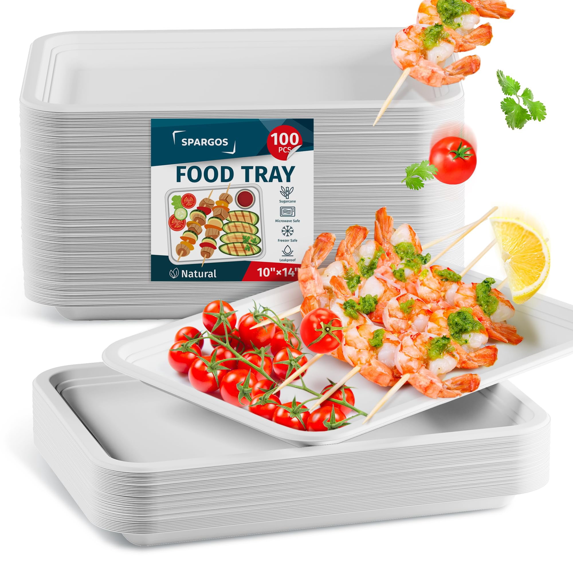 Spargos 14 Inch Disposable Paper Plates, 100 Count, Heavy-Duty ...