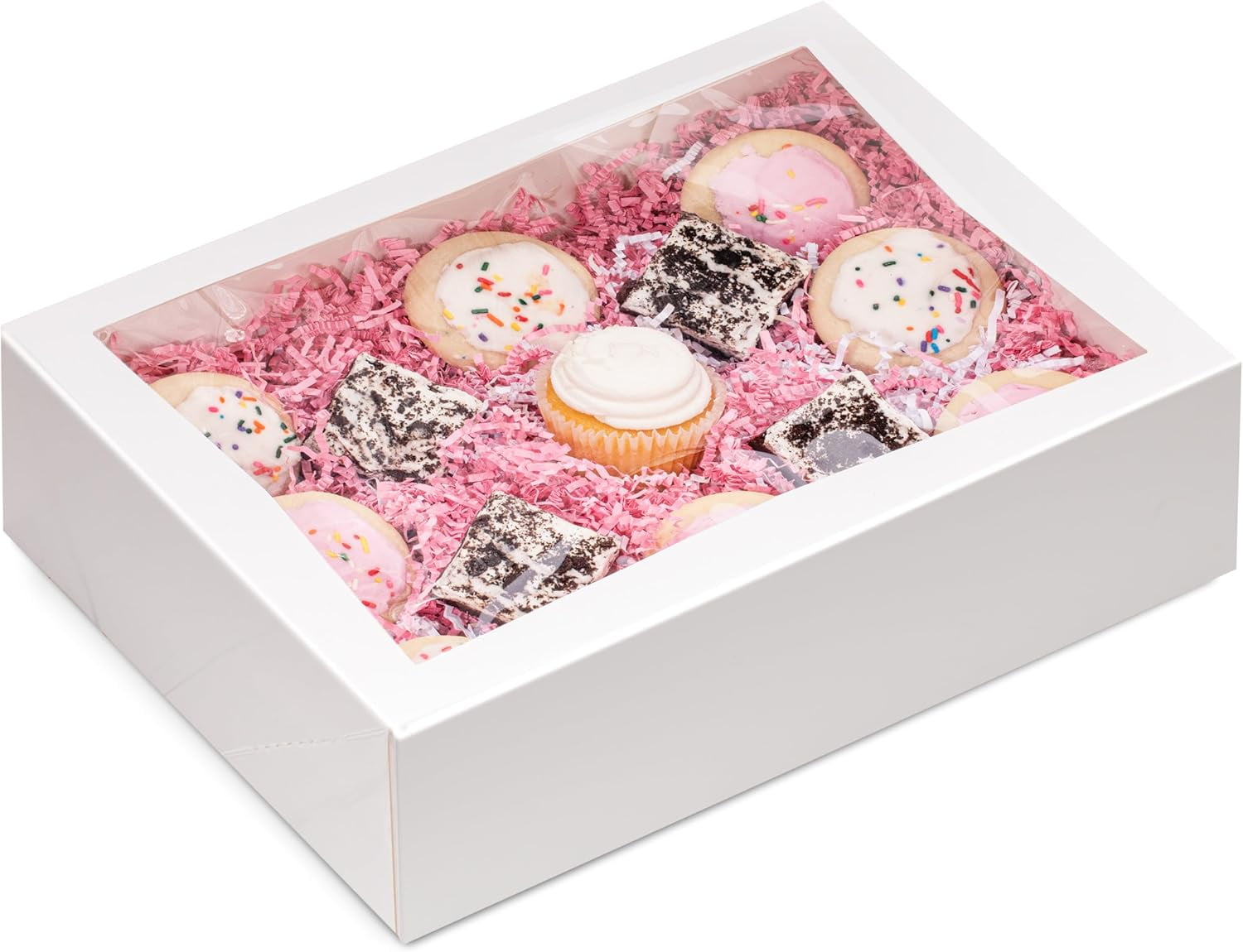 100 Pack 14 x 10 x 4 Inches White Bakery Boxes with Window, Auto-Popup ...