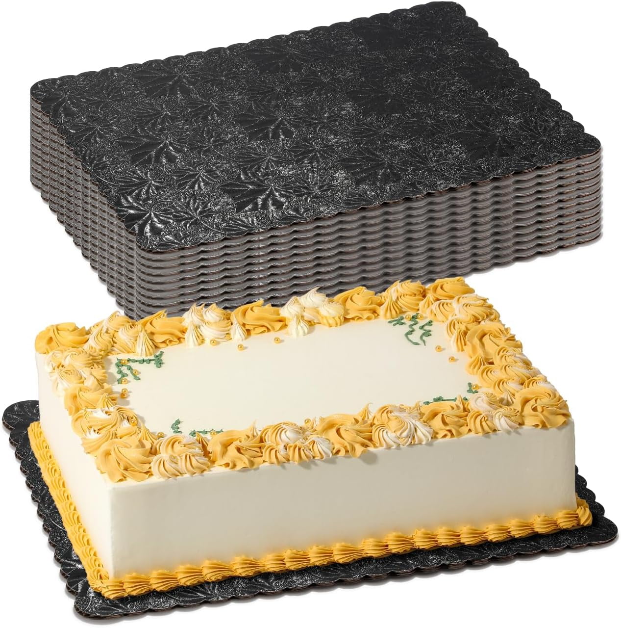 [100 Pack] 14x10 Rectangular Cake Stand Black Cardboard Cake Boards ...