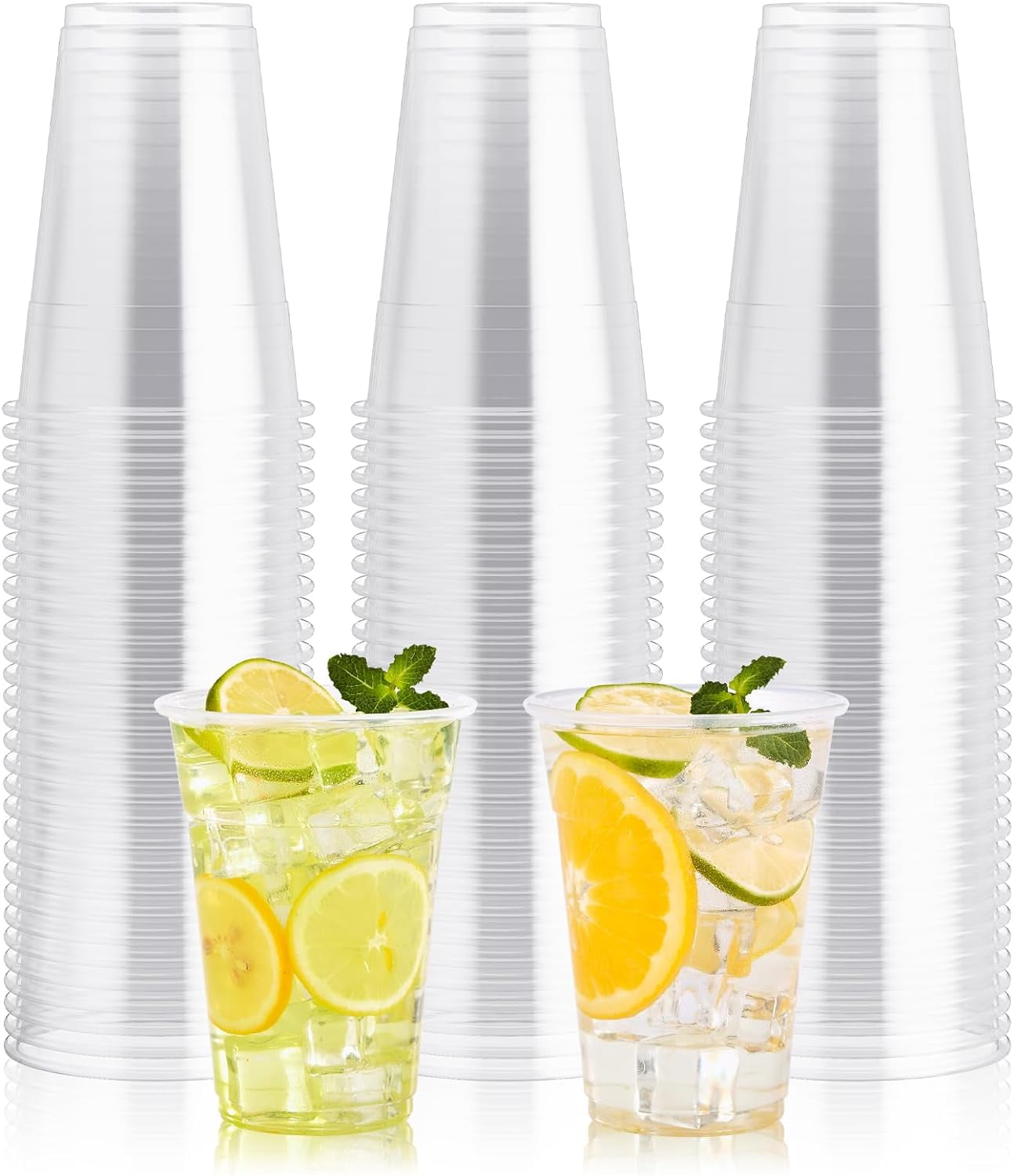 100 Pack 16 OZ Clear Plastic Cups, Cold Party Drinking Cups, Clear ...