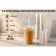 100 Pack - 16 Oz Round Bottom Plastic Cups With Lids And Straws ...