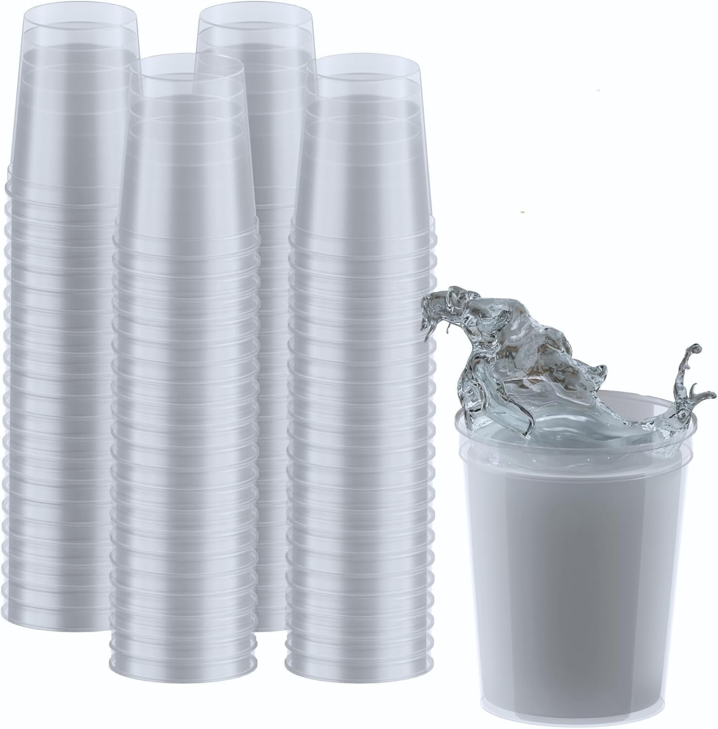100 Pack 16 oz Clear Reusable Blank Plastic Cups, Stadium Cups Bulk ...