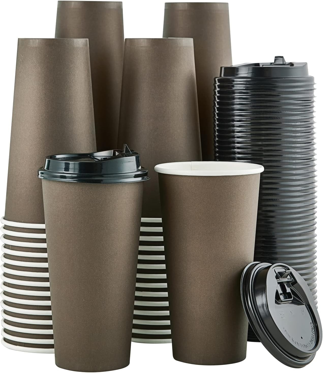 100 Pack 16 Oz Paper Coffee Cups Brown Disposable Coffee Cups With