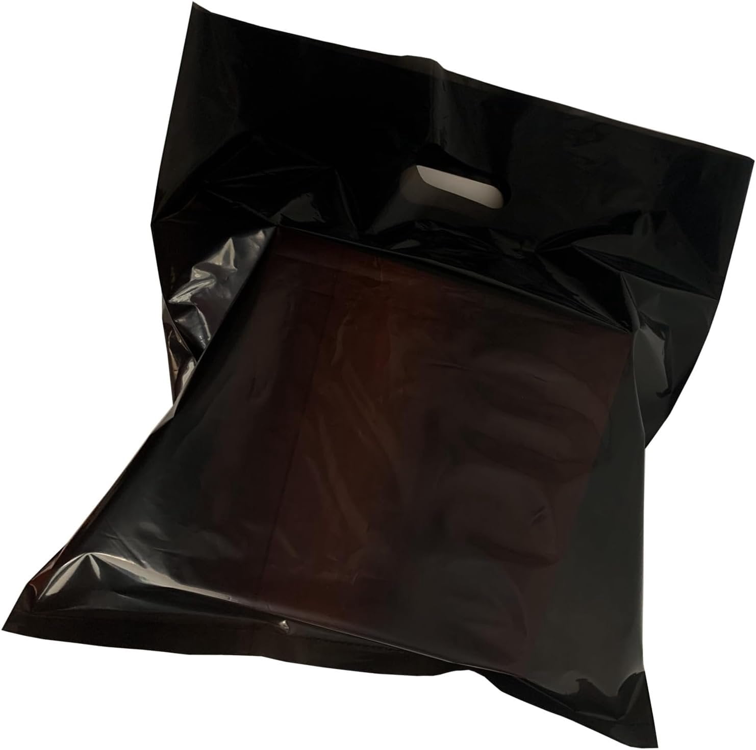100 Pack 16" x 18"x 2 Mil Thick Black Merchandise Shopping Bags with ...