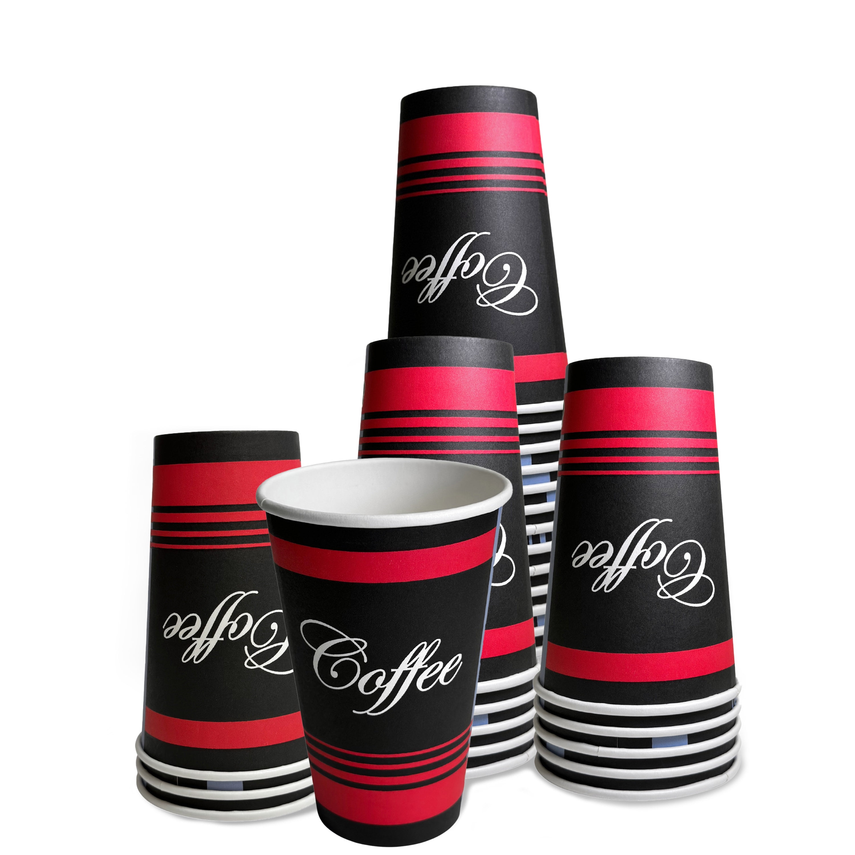 [100 Pack] 16oz Classic Durable Disposable Paper Coffee Hot Cups For ...