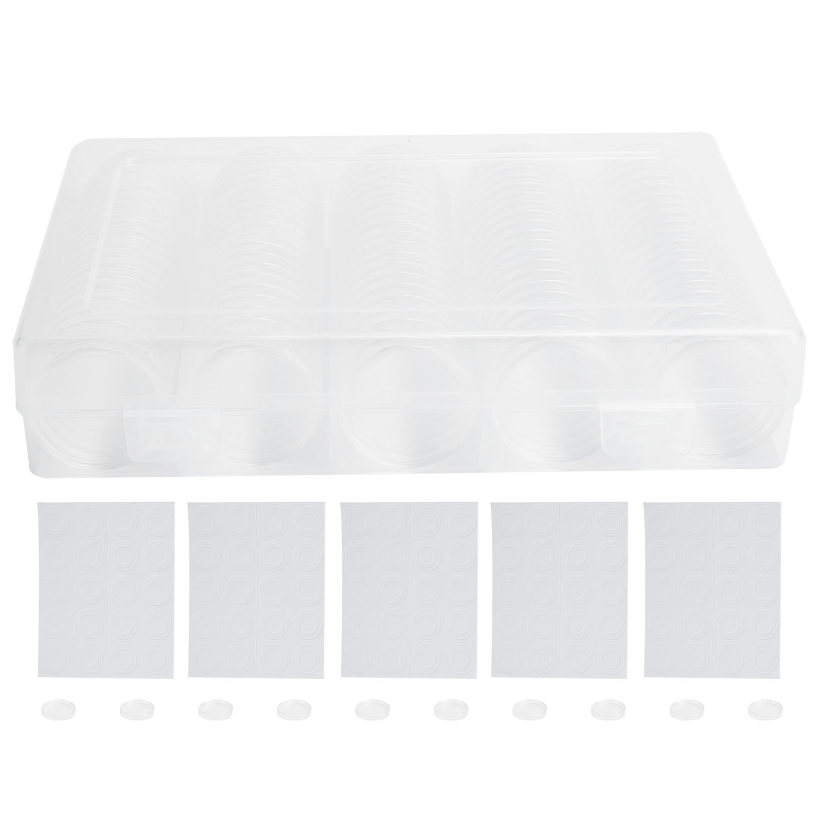 100 Pack 17 20 25 27 30mm Transparent Coin Storage Boxes with White ...